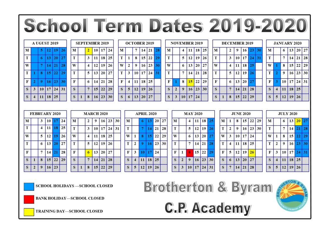 School Term Dates 2019-2020 – Brotherton & Byram Community Primary Academy